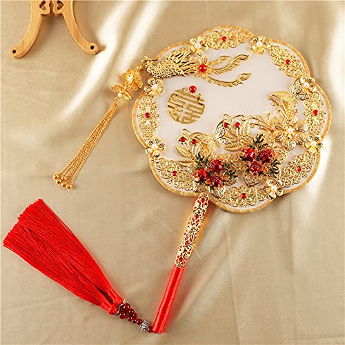 Albert The Ancient Gym Wedding Double-Sided Married Fan Bride Chinese Hand-held Flower Group Fan Show