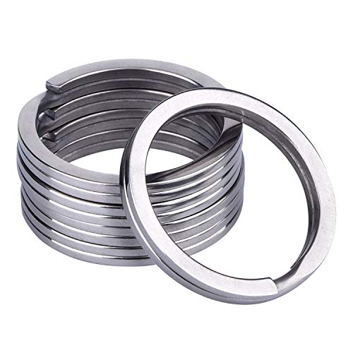 Flat Key Rings 10 Pieces 1 inches Flat Key Rings Metal Keychain Rings Split Keyrings Flat O Ring for Home Car Office Keys Attachment(Silver)
