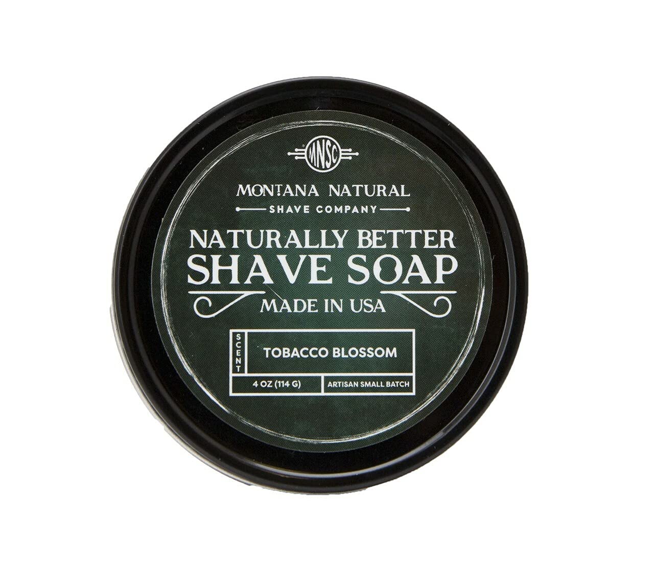 MNSC Tobacco Blossom Artisan Small Batch Shave Soap for a Naturally Better Shave - Smooth Shave, Hypoallergenic, Prevent Nicks, Cuts, and Razor Burn, Handcrafted in USA, All-Natural, Plant-Derived
