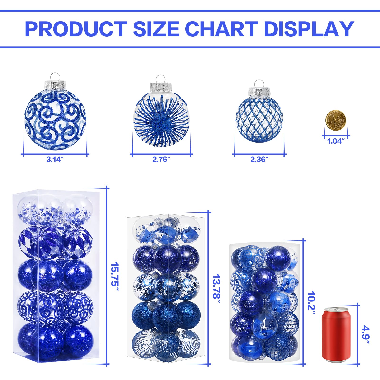 60MM/2.36" Clear Christmas Ornaments Set, 25PCS Shatterproof Decorative Hanging Ball Ornament with Stuffed Delicate Decorations, Xmas Tree Balls for Holiday Party - Green.