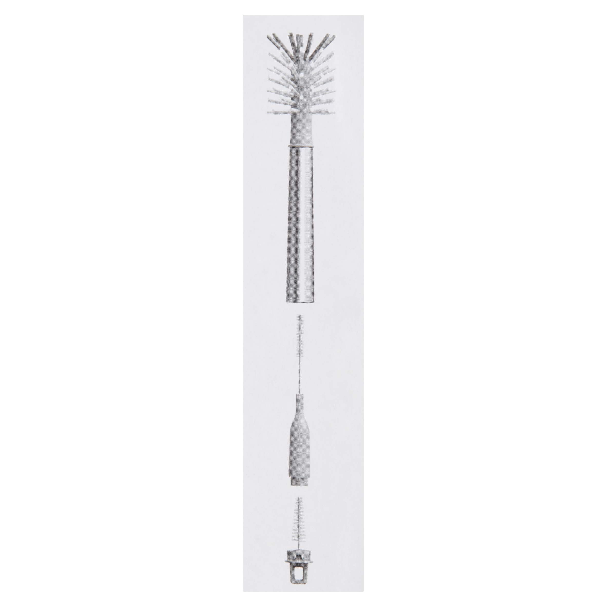 Parents Choice 3-in-1 Stainless Bottle Brush - Bottle, Straw, Nipple Cleaner - Soft Nylon Bristles, White