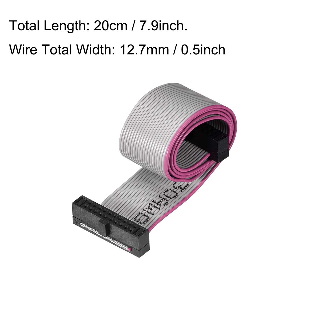 uxcell IDC Wire Flat Ribbon Cable FC/FC Female Connector A-Type 20Pins 1.27mm Pitch 20cm Length