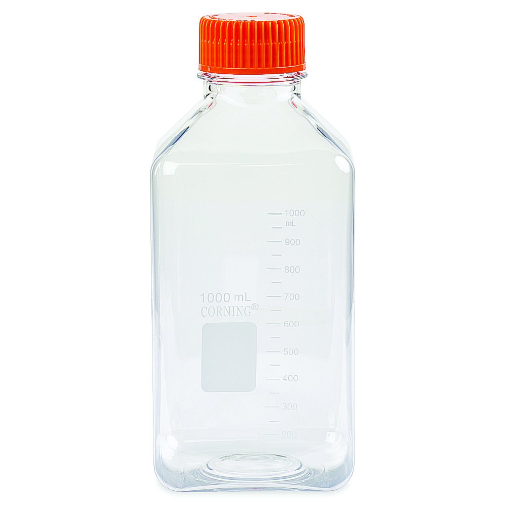 Corning® #431533, 1000mL Square PET Storage Bottle with 45mm Cap (Single)