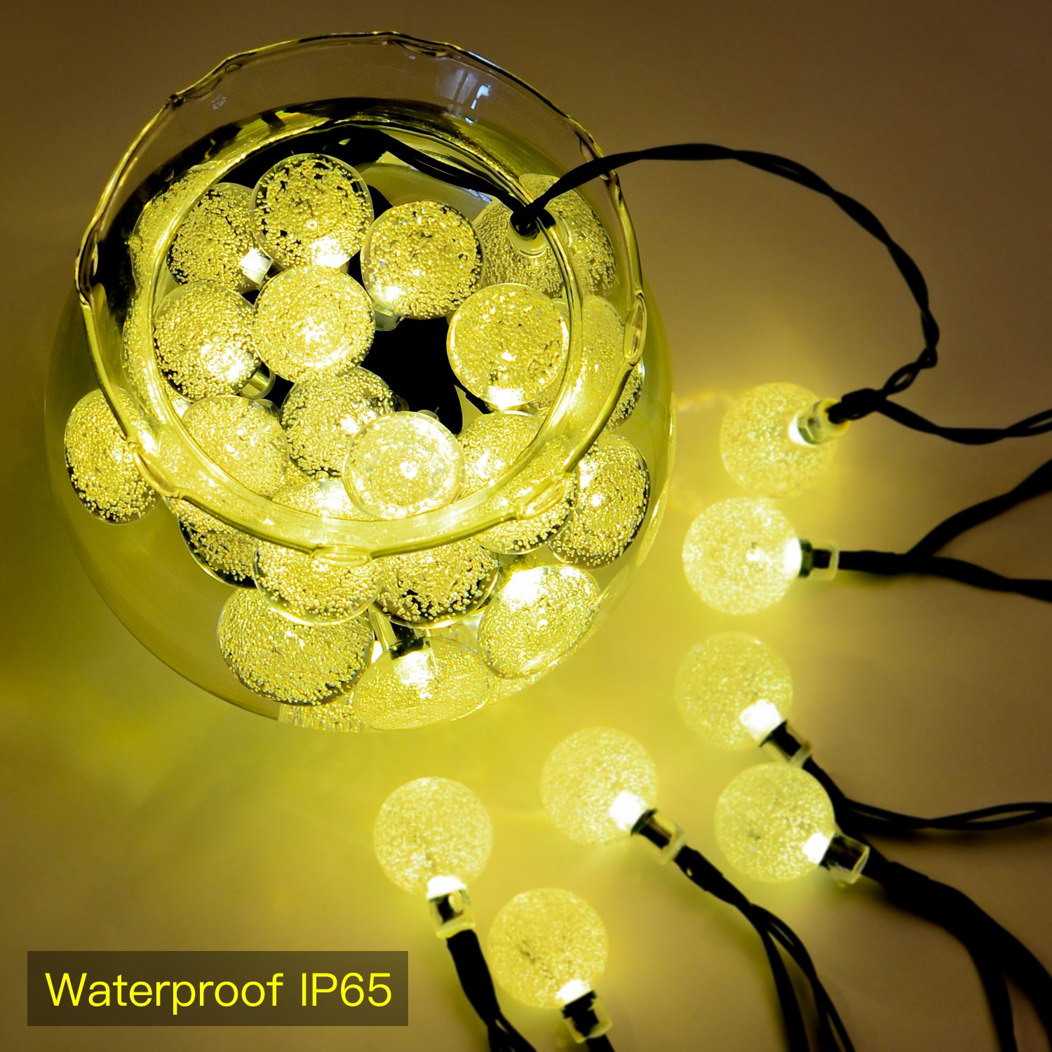 BAOANT Solar String Lights Fairy Lights 20Ft 30 LED Crystal Ball String Lights Starry Lights Globe String Lights for Garden Home Patio Indoor Outdoor(Warm-White)