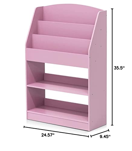 FURINNO 5-tier Kidkanac Magazine/Bookshelf With Toy Storage, Pink