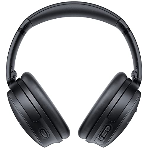 Bose QuietComfort 45 Wireless Noise-Canceling Headphones (Triple Black) Bundle with Headphone Stand + USB Wall Adapter + Headphone Cleaning Kit (Renewed)