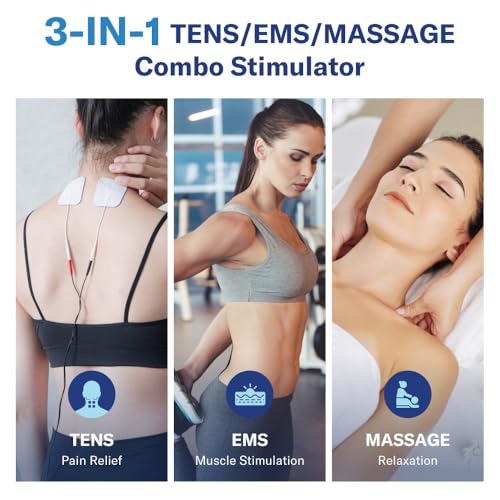 Alcedo TENS Unit + EMS Combination Machine Muscle Stimulator for Pain Relief, Electric Rechargeable Pulse Massager with 41 Modes for Back/Neck Pain Therapy, HSA FSA Eligible