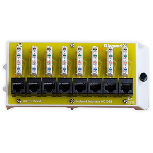 Legrand - OnQ Cat 6 Network Interface Module, Wifi Module with 8 Ports, Network Interface Module Cat6 Provides Connectivity to Ethernet Devices, Black, AC1068