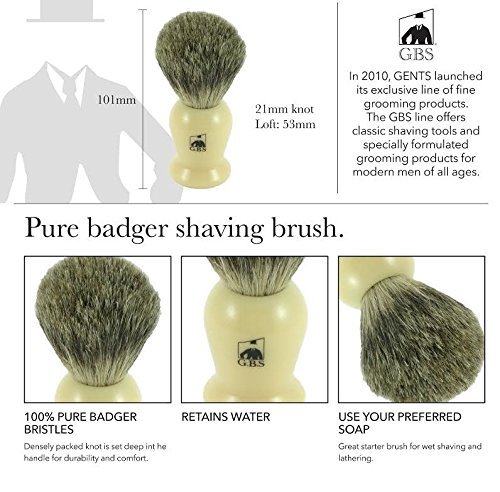 G.B.S Men’s Faux Ivory Shaving Gift Set, 5 Blade Compatible Ivory Handle Razor, Ceramic Ivory Shaving Mug, Shaving Brush, Sandalwood Aftershave, Natural Shaving Soap & Razor Stand Grooming Kit for Men