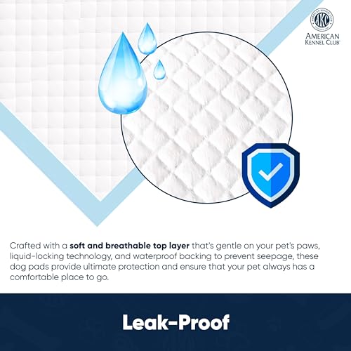 American Kennel Club Scented Puppy Training Pads with Ultra Absorbent Quick Dry Gel โ 22 x 22 Pee Pads for Dogs - Fresh Scented - Pack of 100