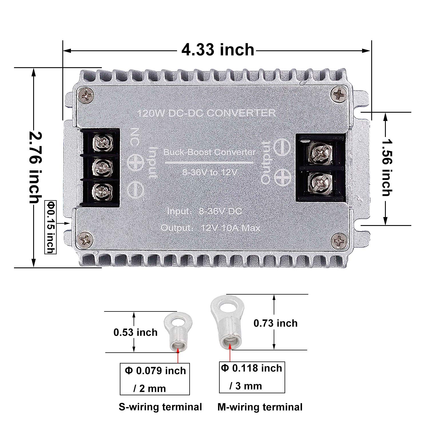 Valefod DC to DC High Efficiency Voltage Converter 8-36V to 12V 10A 120W Buck-Boost Converter DIY Power Supply Step-Down/Up Transformer