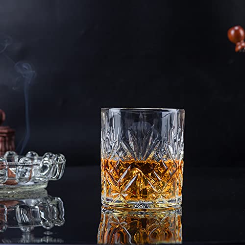 KANARS Whiskey Glasses Set of 4, 10 Oz Old Fashioned Bourbon Glass for Men Dad, Rocks Barware Lowball Tumblers for Scotch, Malt, Vodka, Cocktail and Irish Whisky Drinking
