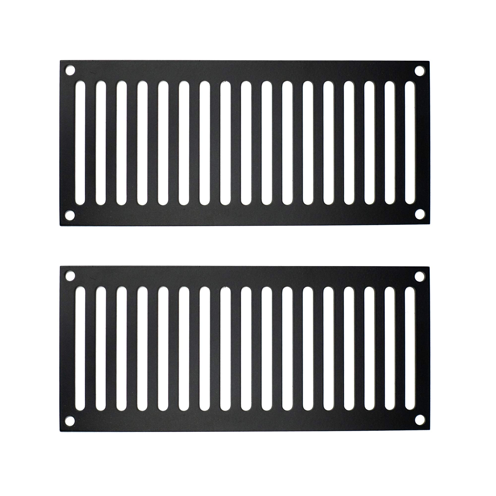 AMS Fireplace | Fire Pit Enclosure Vent | 321 High Gauge Stainless Steel | Commercial Grade | Safe Ventilation | Strong, Durable, Easy Install (9x4 Inch - Set of 2, Black)