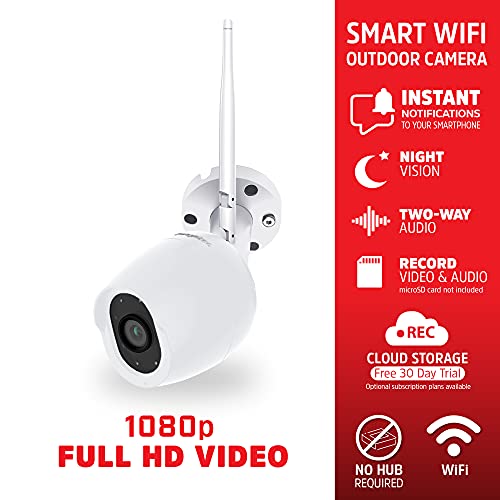 Energizer Connect Smart 1080p HD Certified Weatherproof Outdoor Camera with Remote Access, Motion Alerts, 2 Way Audio and Night Vision | Compatible with Alexa and Google Assistant