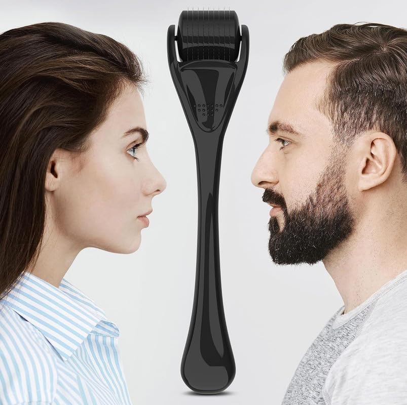Derma Roller | Microneedle Roller, Derma Roller for Beard | Microneedling Roller For Face & Scalp | Micro Needle Roller for Women & Men | Derma Stamp 0.25mm (Black)