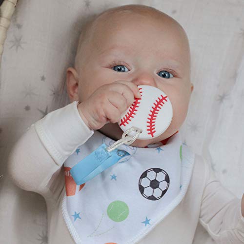 Silli Chews Teethers for Babies BPA Free - Silicone Baseball and Soccer Ball Baby Teether Toys 2" Sports Teething Gift Set