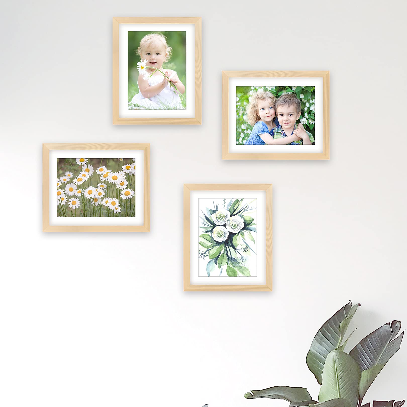 8x10 Grain Picture Frames Nature Solid Wood 6 Pack for Wall Mounting and Tabletop Display