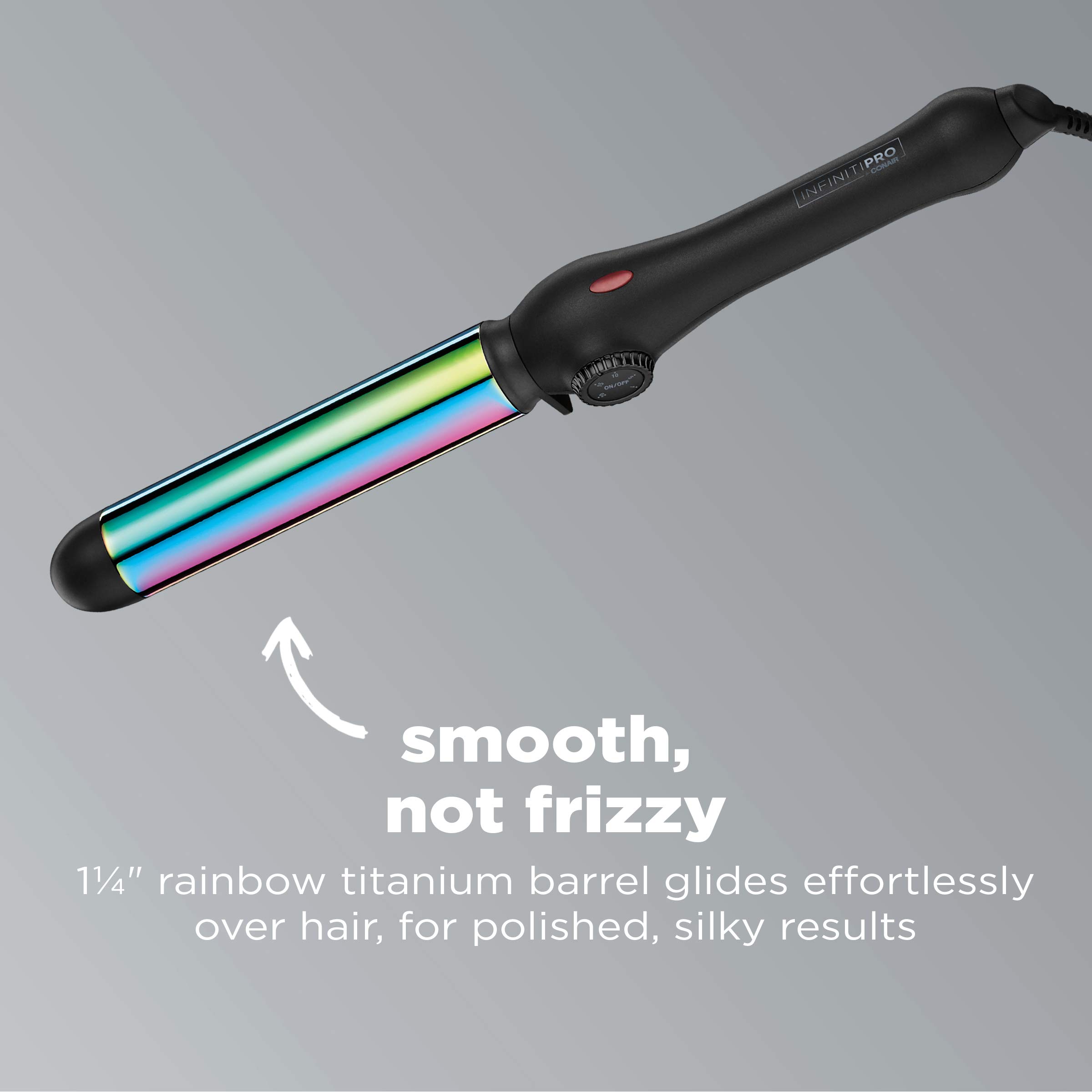 INFINITIPRO BY CONAIR Rainbow Titanium 1 1/4-inch Curling Wand, Straight wand produces flawless waves