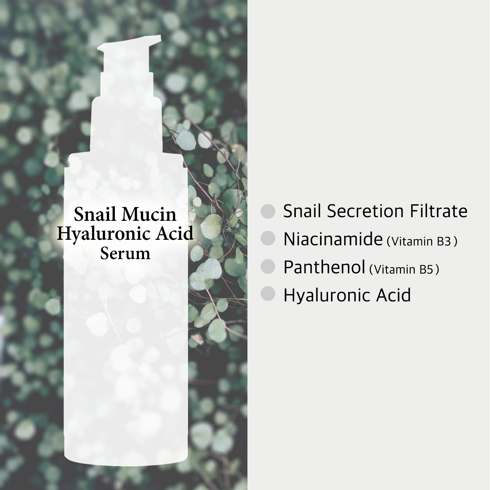 Cos De BAHA Snail Repair Intensive Facial Serum with Vitamin B3, 2% Niacinamide, and 5% Allantoin - 4 Fl Oz (120ml)