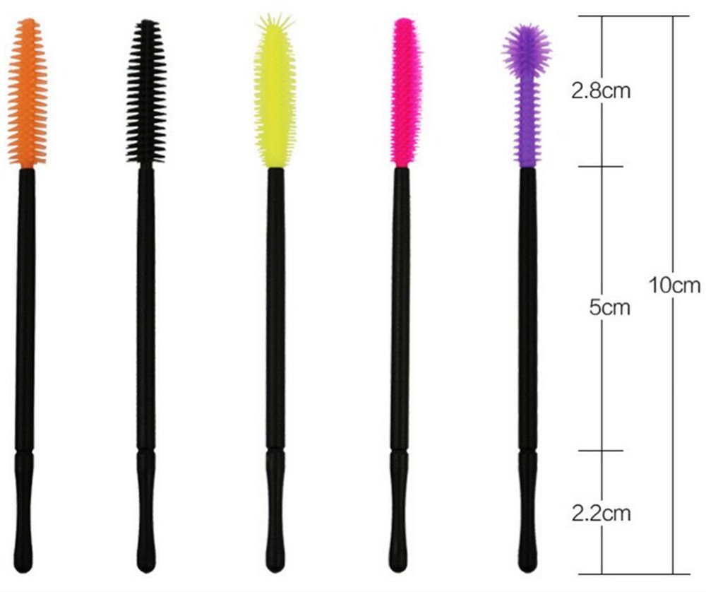 Coshine 100pcs Pro Disposable Silicone Mascara Eyeliner Wands Applicator Eyeliner Lip Liner Brushes Makekup Tools (silicone mascara brushes)