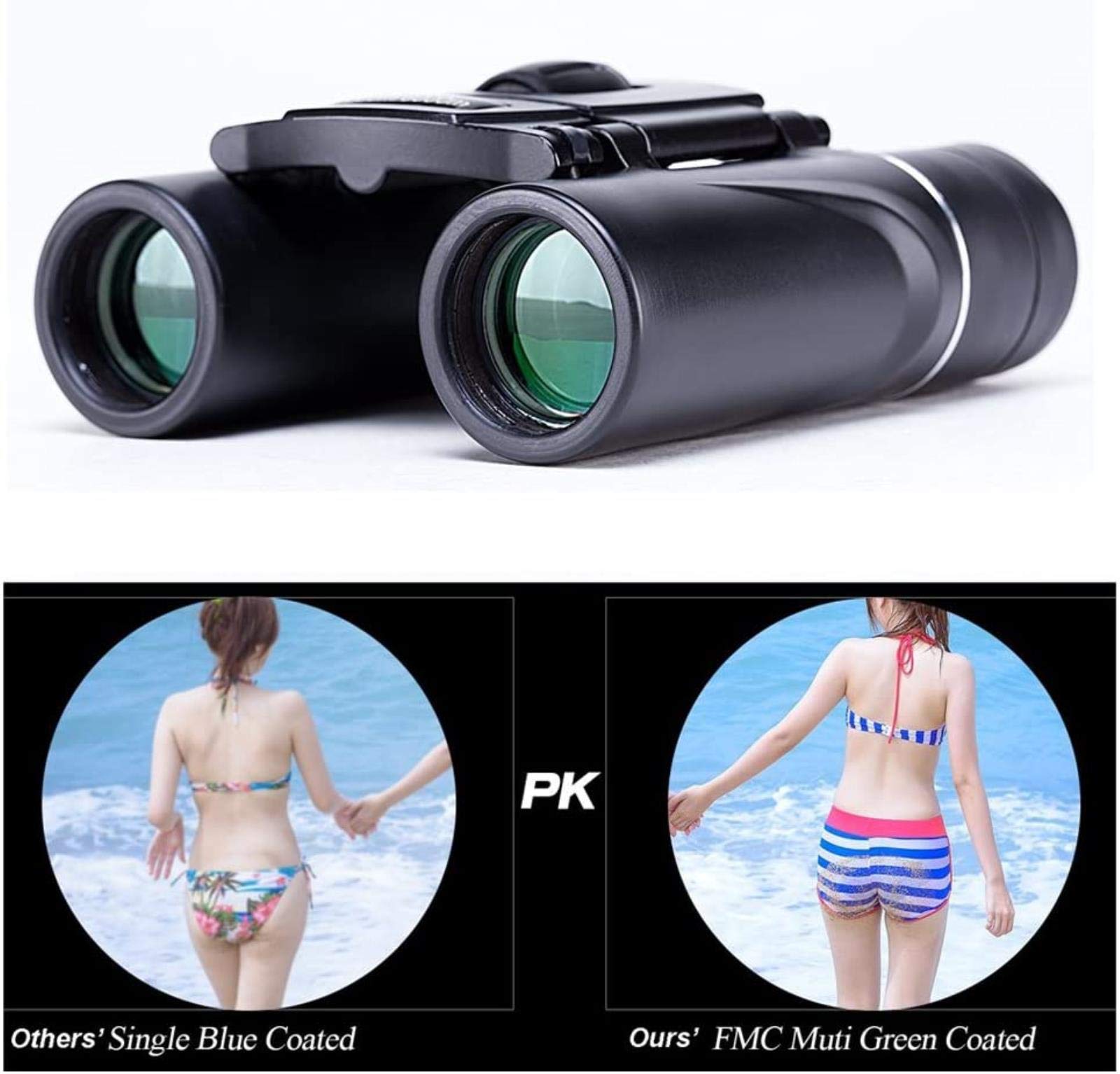 8X21 Zoom Binoculars Long Range 1000M Concert Folding Portable HD Green Film Mini Pocket Telescope FMC Optics BAK4 Prism
