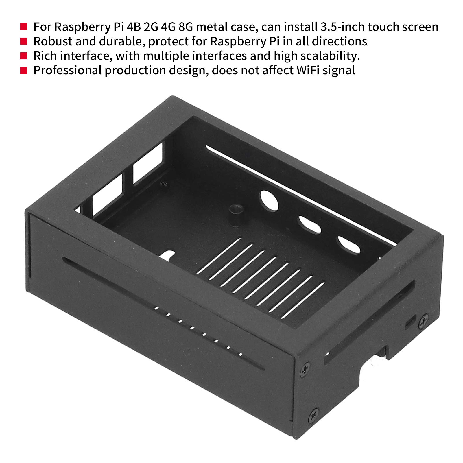 AUHX Protective Shell, Protective Shell Box Metal Computer Durable Rich Interfaces with Side GPIO Cable Slot for Protection(Metal Shell)