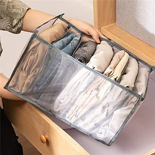 Aoser Wardrobe Clothes Organizer(5pcs), 7 Grids Washable Wardrobe Clothes Organizer, Jeans Compartment Storage Box, Closet Organizers (1 Set of Mix)