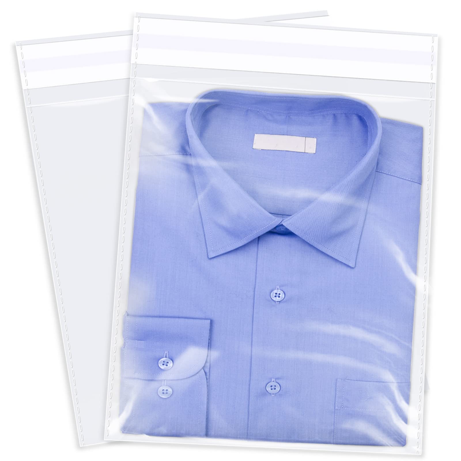 WEPOLY - 12" x 15" (100 Count) Clear Cellophane Bags - Self Sealing Cello Plastic Poly Bags- for Clothing, T-Shirts, Pants