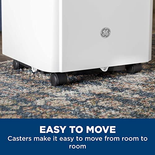 GE 8,000 BTU Portable Air Conditioner for Small Rooms up to 150 sq ft. (5,100 BTU SACC), 3-in-1 with Dehumidify, Fan and Auto Evaporation, Included Window Installation Kit