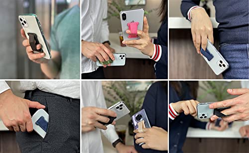 WUOJI - Finger Strap Phone Holder - Ultra Thin Anti-Slip Universal Cell Phone Grips Band Holder for Back of Phone - 2Pack(Black)