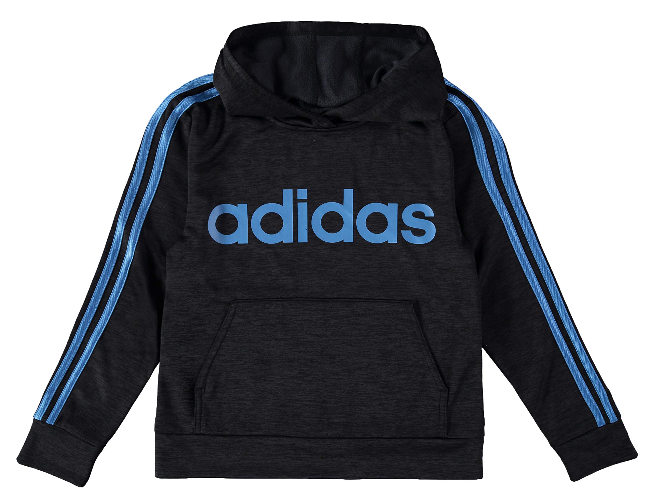 Adidas Kids Boy's Seasonal Core Hooded Pullover (Black/Medium Blue, Medium(10/12))