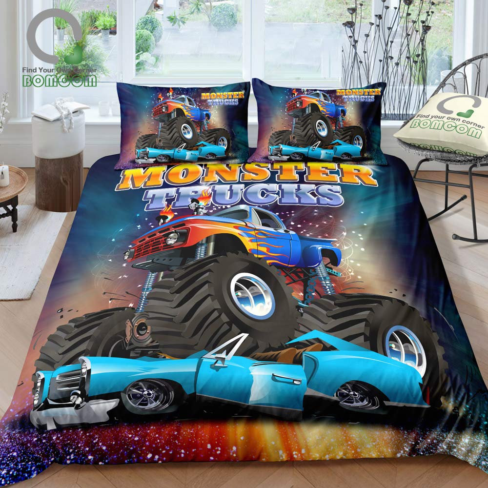 BBchose 3D Bedding Set Monster Truck Home Textiles Bedclothes Duvet Cover Sets (1, Twin)