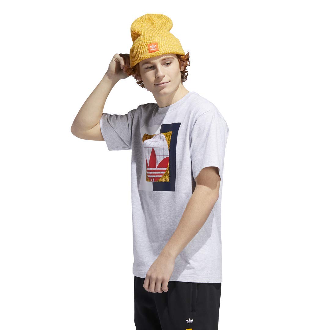 adidas Originals Men's Globe Tee, Light Grey Heather, S