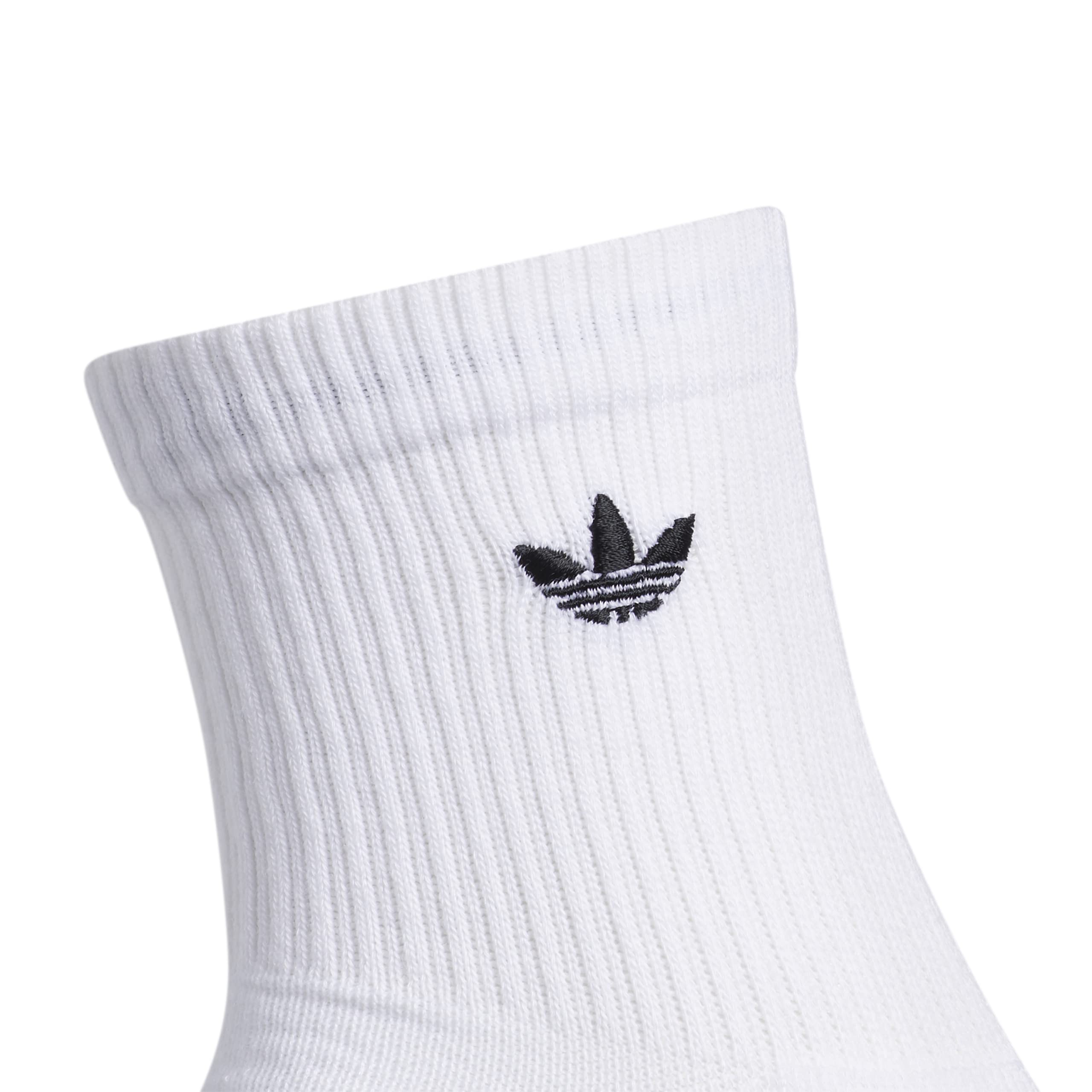 adidas Originals Men's Originals Trefoil 3-Pack Mid-Crew, White/Grey/Black, Large