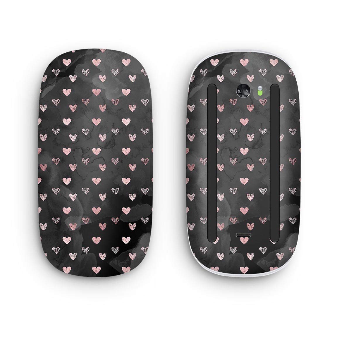 Design Skinz Karamfila Marble & Rose Gold Hearts v11 Vinyl Decal Compatible with The Apple Magic Mouse 2 (Wireless, Rechargable) with Multi-Touch Surface