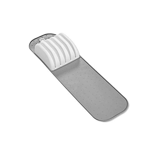 madesmart Small In-Drawer Knife Mat - White | CLASSIC COLLECTION | Holds up to 5 Knives | Safe | Open Design to fit Any Size Knife | Soft-grip Slots and Non-slip Mat | BPA Free
