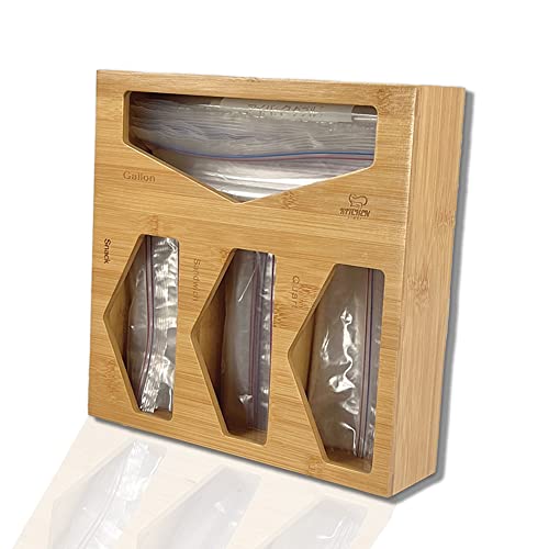 Bamboo Ziplock Bag Organizer for Drawer, Storage Bag Organizer for Kitchen, Plastic