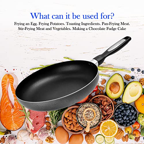 Alpine Cuisine Fry Pan 2-Piece Nonstick Coating Gray, Frying Pans Nonstick for Stove with Stay Cool & Comfortable Handle, Durable Nonstick Cookware, Ideal for Family