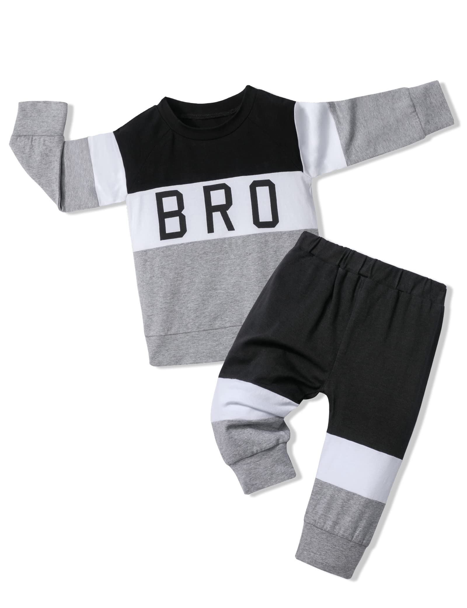 Aulyffo Toddler Boy Clothes,4T 5T Boys Sweatshirts Fall Outfits Casual Long Sleeve Letter Tops Jogger Pants 2Pcs Fashion Boys Clothing Sets