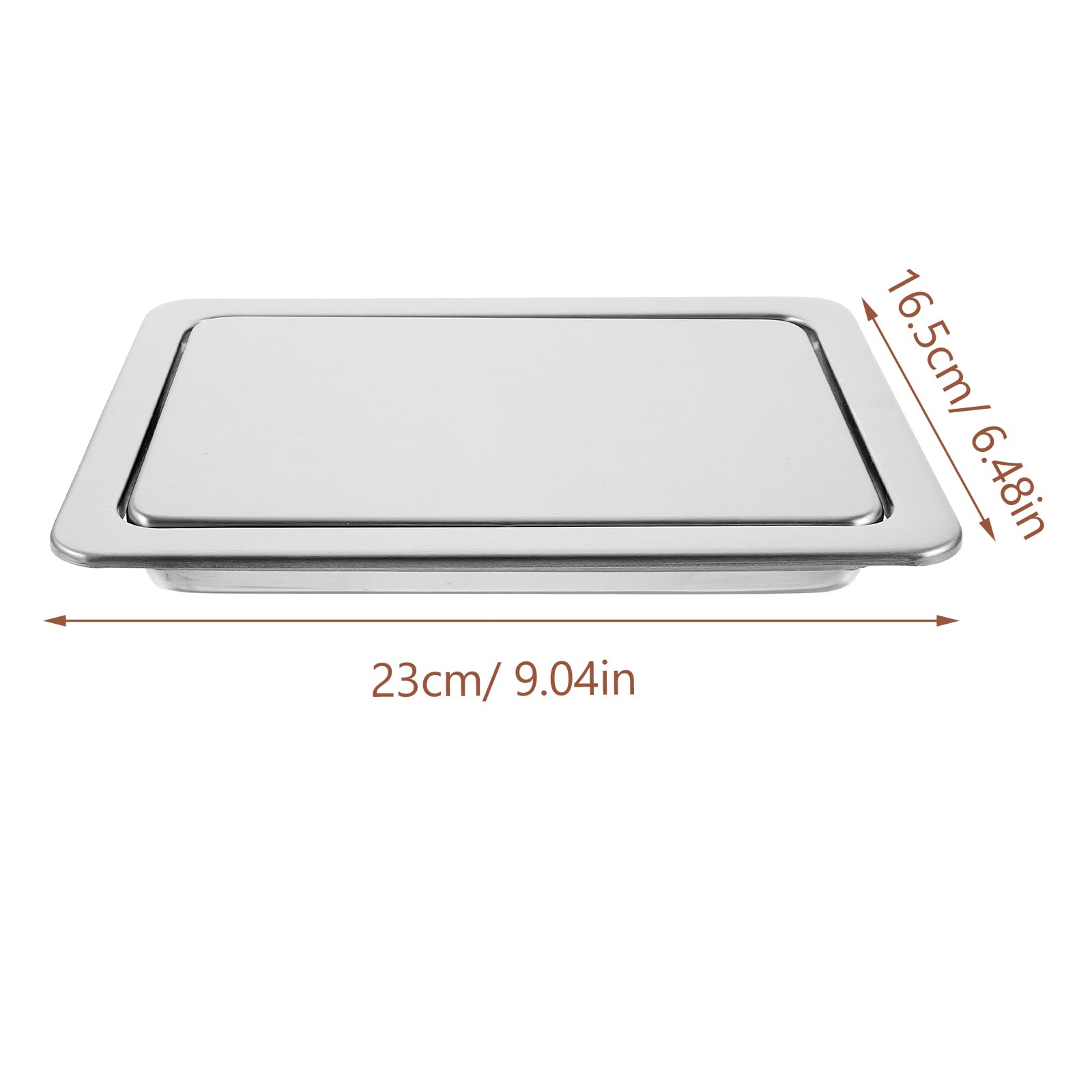 Amosfun Built-in Countertop Trash Bin Lid and Waste Chute Lid, Stainless Steel Balance Flap Cover, Silver Trash Grommet Swing Trash Can Lid Accessories 23X16.5X3.3CM