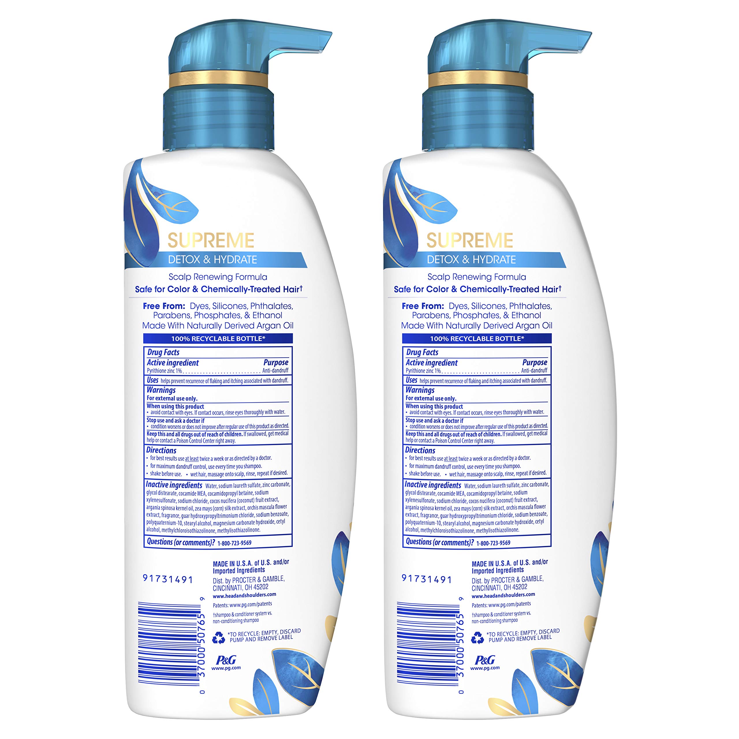 Head & Shoulders Detox and Hydrate Shampoo 11.8 Fl Oz Twin Pack