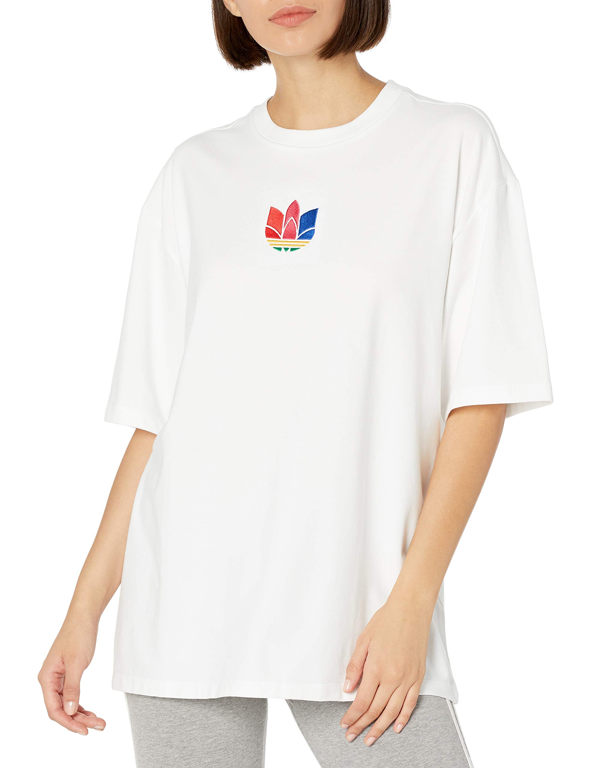 adidas Originals womens Tee White/White/Multicolor Large