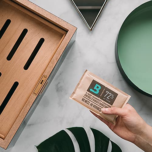 Boveda 72% Two-Way Humidity Control Packs For Wood Humidifier Boxes β 12 Pack β Moisture Absorbers β Humidifier Packs β Individually Wrapped Hydration Packets