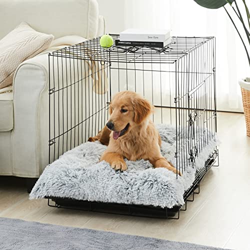 BFPETHOME Dog Beds for Large Dogs, Plush Dog Crate Bed Fluffy Cozy Kennel Pad for Sleeping &Ease Anxiety, Washable Dog Mats with Anti-Slip Bottom for Large Medium Dogs (42(41 x 27 inch), Grey)