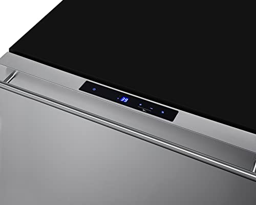 Summit Appliance SDR241OS Built-In 24" Wide Drawer Refrigerator, 2 cu.ft Capacity, Temperature Alarm, Weatherproof Design, Frost-free Operation, LED Lighting, Digital Thermostat, Open Drawer Alarm