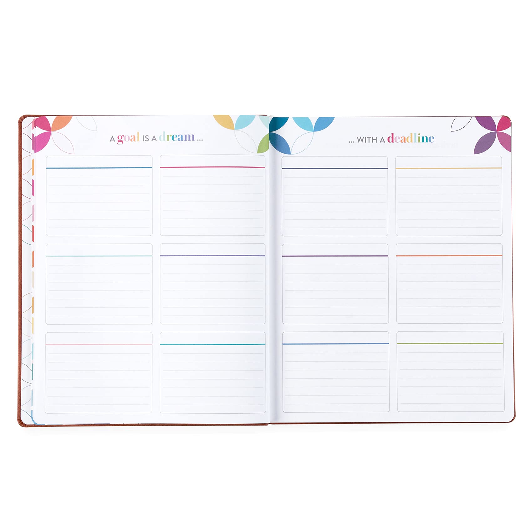 8” x 10” 12 Month Soft Bound Life Planner ( Jan 2022 – Dec 2022 ) – Camel Cover + Mid Century Circles Interior Pages. Vertical Weekly and Monthly Agenda by Erin Condren