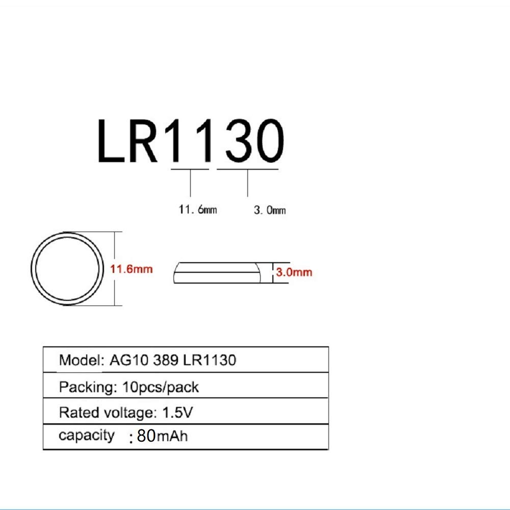 Cotchear 10pcs AG10 Button Cell Batteries LR1130 Button Cell Battery 389 SR54 189 SR1130 LR54 Batteries LR1130 Batteries for Watch Toys Remote