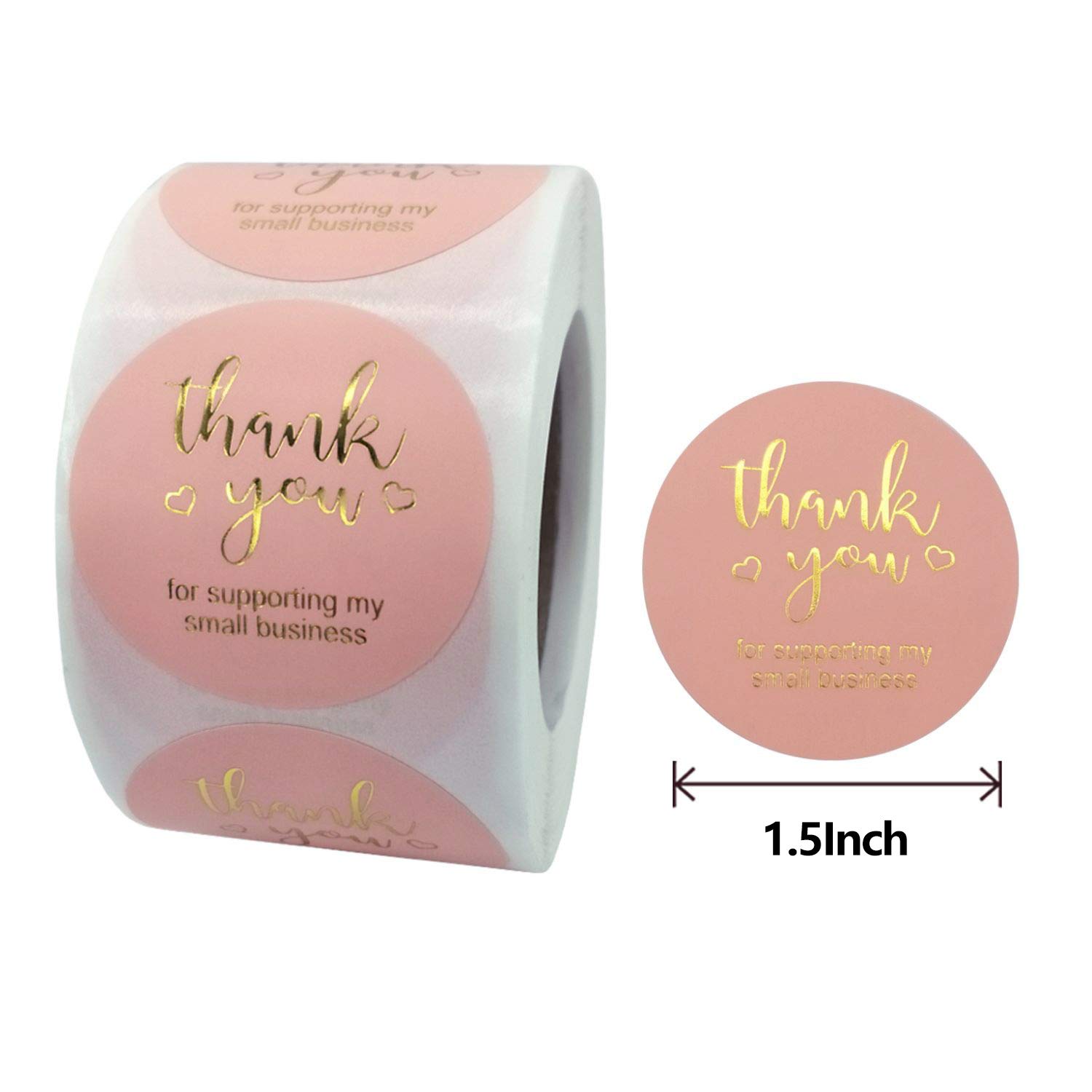 500PCS Thank You Sticker Labels,Thank You Stickers Roll,1.5" Thank You for Supporting My Small Business for Envelopes,Bubble Mailers and Gift Bags Packaging (C-06)