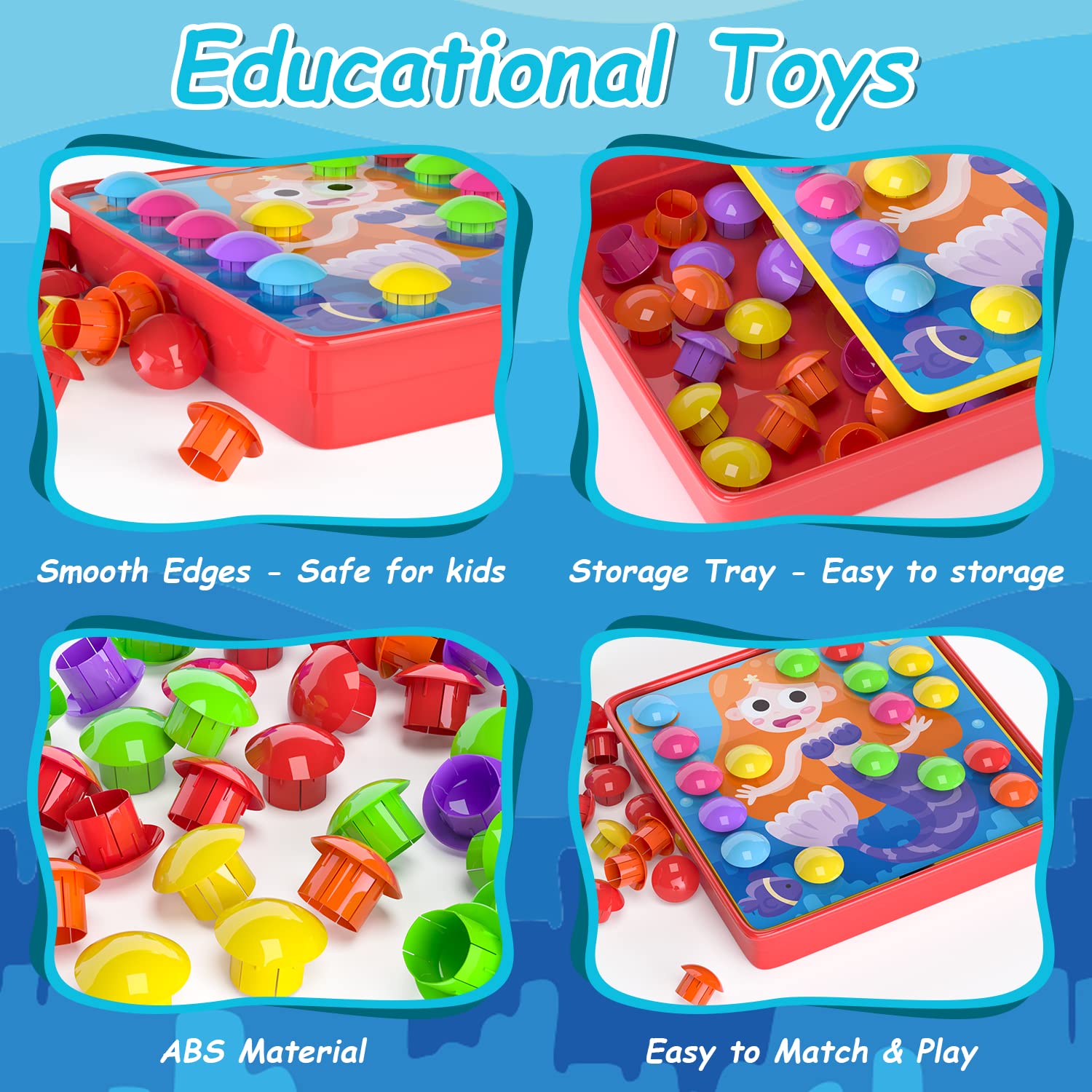 Geekper Button Art Toys for Toddlers with 34 Pictures and 130 Buttons