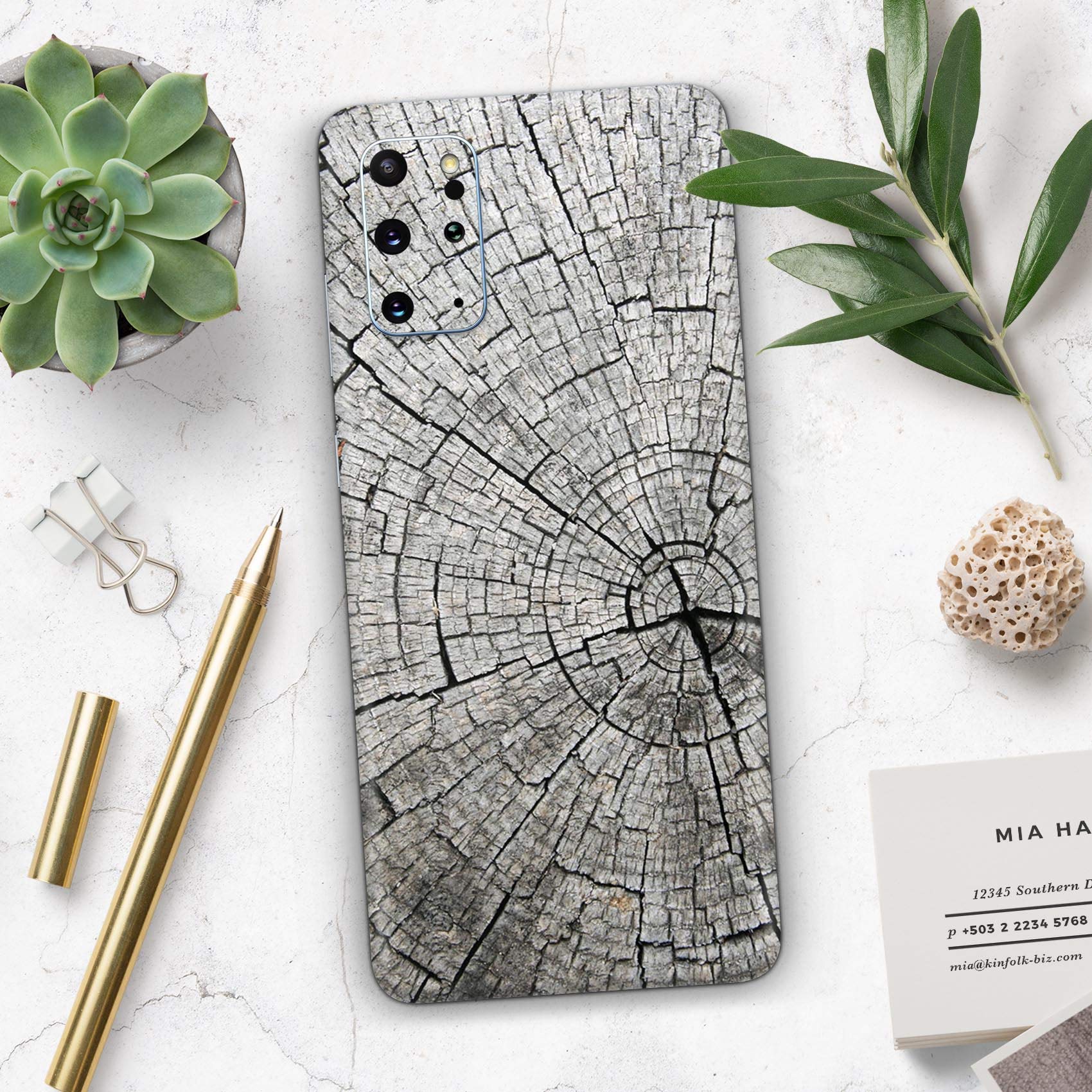 DesignSkinz Aged Cracked Tree Stump Core Protective Vinyl Decal Wrap Skin Cover Compatible with The Samsung Galaxy S20 (Screen Trim & Back Glass Skin)